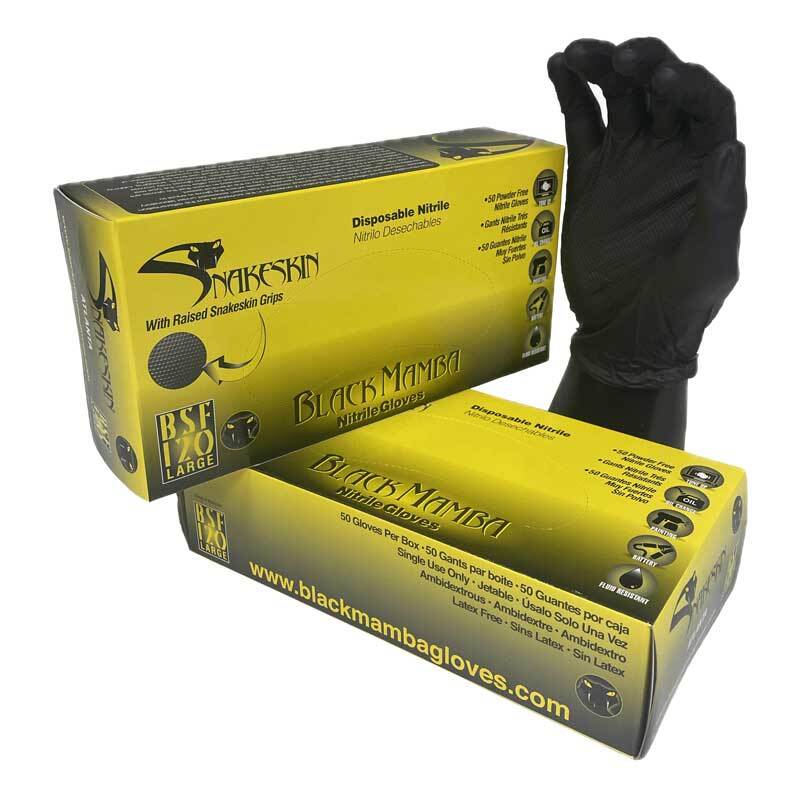 Black Mamba Snakeskin Disposable Nitrile Gloves - GardeningGloves.co.uk